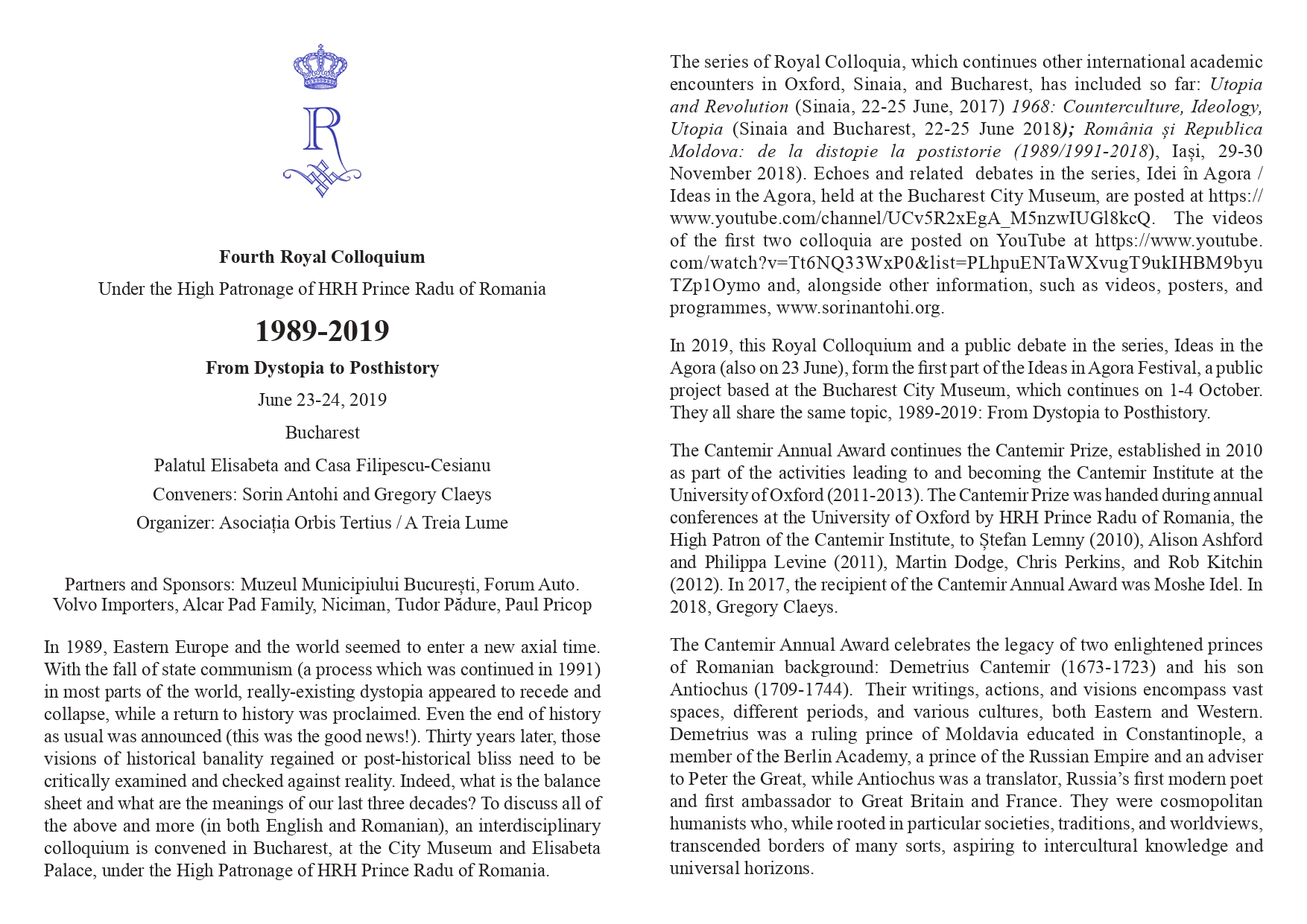 Fourth Royal Colloquium – Under the High Patronage of HRH Prince Radu ...